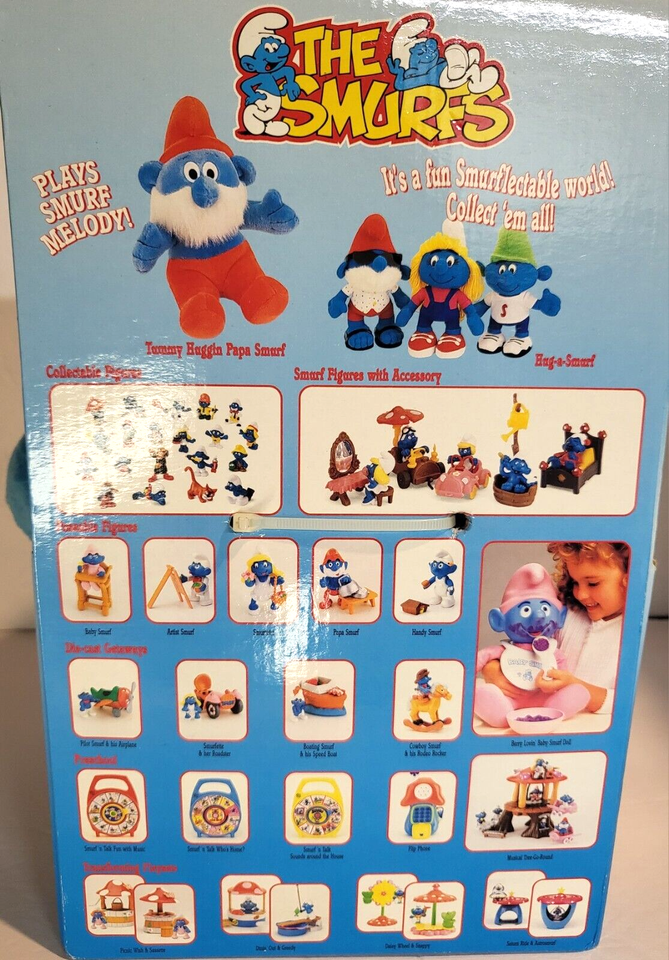 NEW Vintage 1996 Toy Island The Smurfs Tummy Huggin Papa Smurf Plush ...