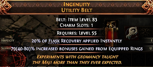 🔥POE2🔥Unique Belt Ingenuity Utility Belt - 79% Bonus from Ring (not ...