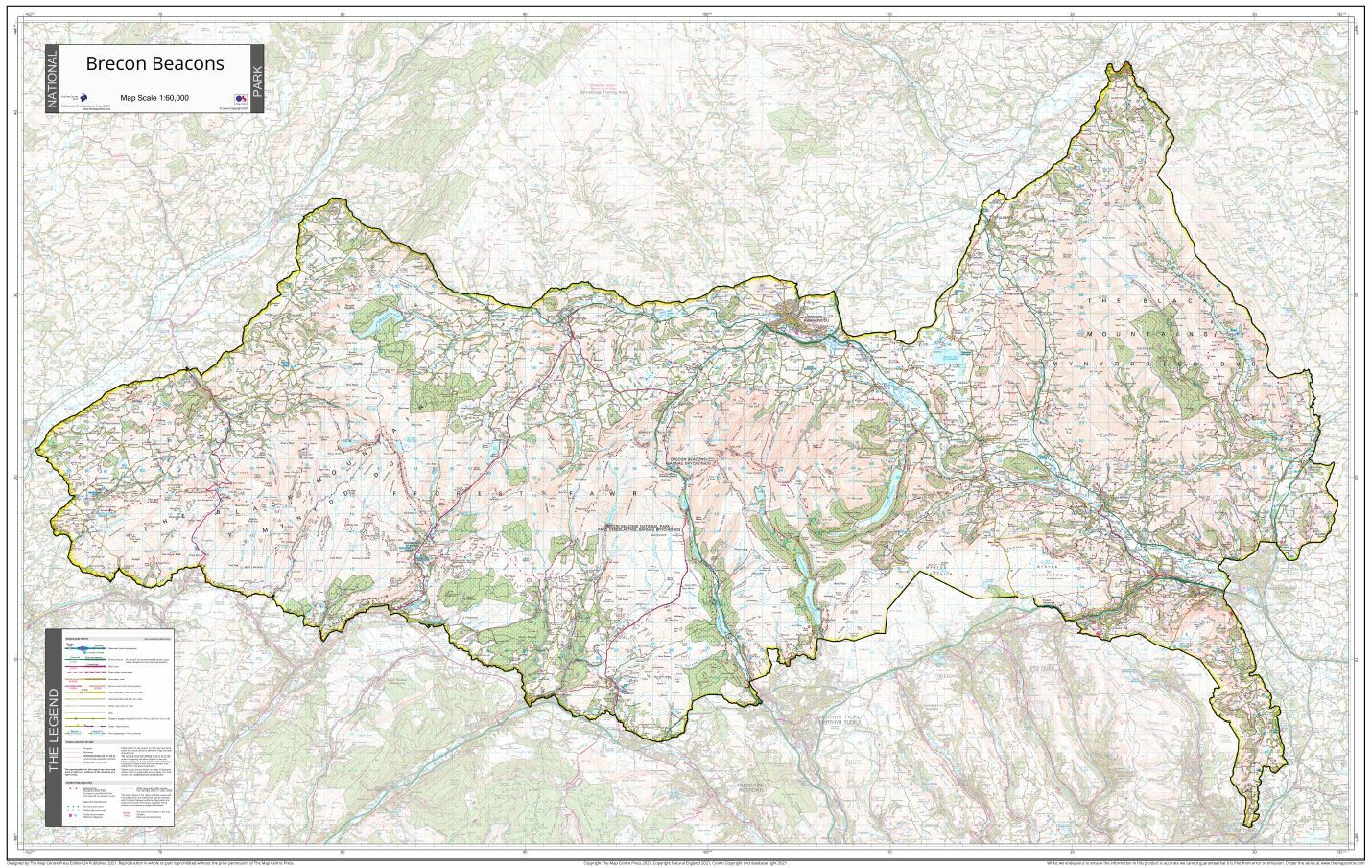 ORDNANCE SURVEY MAPS - BRECON BEACONS NATIONAL PARK WALL MAP - NEW 2021 ...