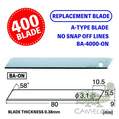 NT Cutter 9mm Solid Blades Without Snap Off Lines 400 Blade BA-4000-on ...