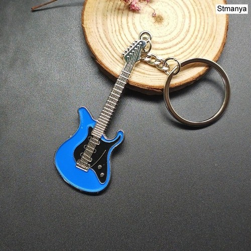 Electric Rock Guitar Keychain Metal Keychain Music Keychain Fob Chain ...