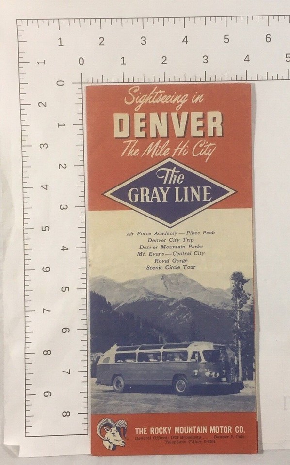 1950s Gray Denver Brochure Line Sightseeing Bus Co Rocky Tours Mountain ...