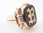 Antique Art Deco Ostby Barton OB 10k Gold Signet Initial "R" Onyx Band ...