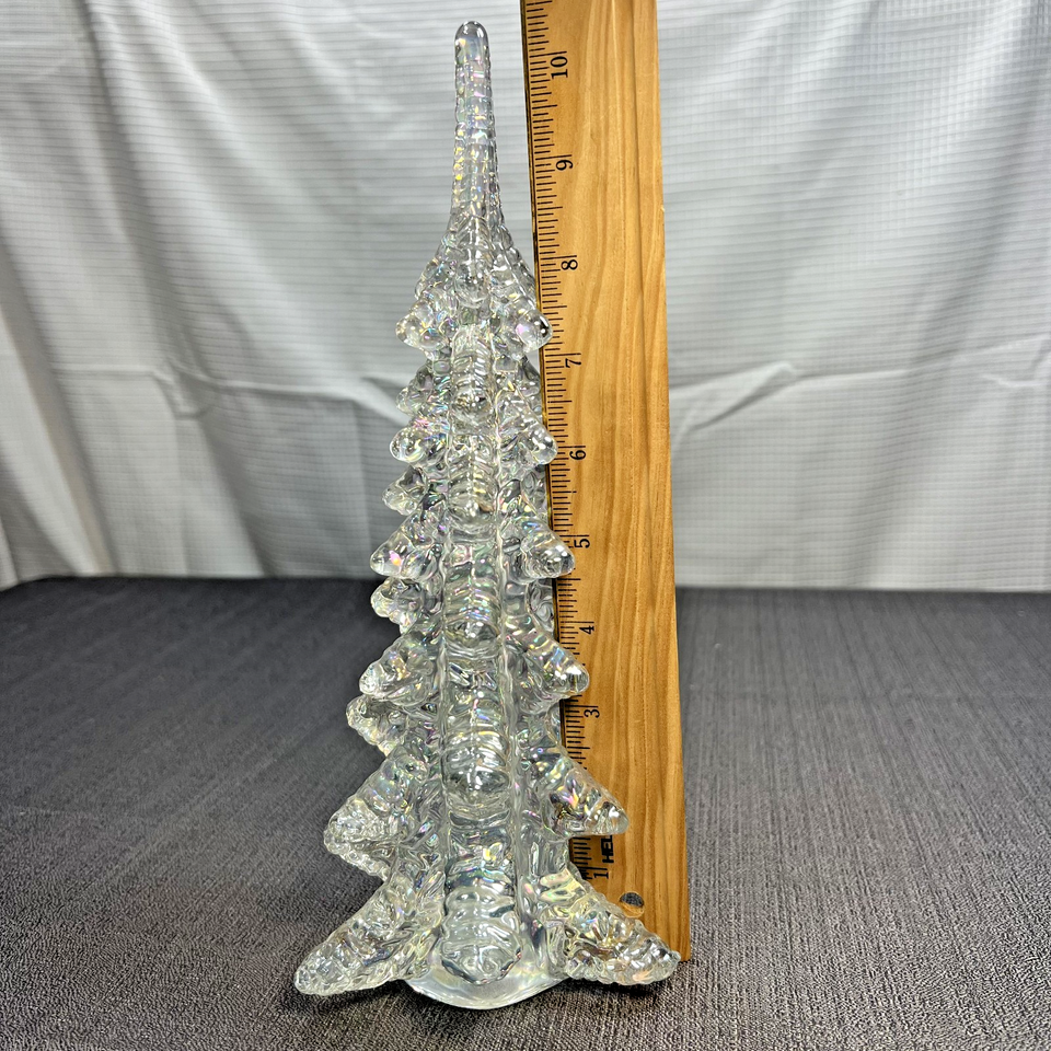 Iridescent Textured Art Glass Clear Christmas Tree Sculpture Figurine ...