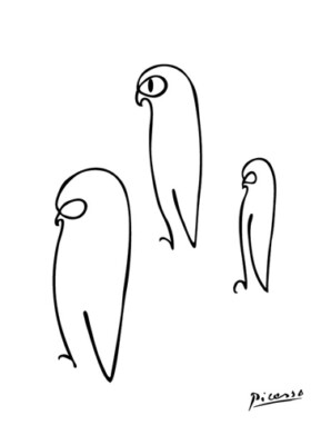 PABLO PICASSO * LINE DRAWING BIRDS QUALITY LARGE A3 SIZE CANVAS PRINT ...