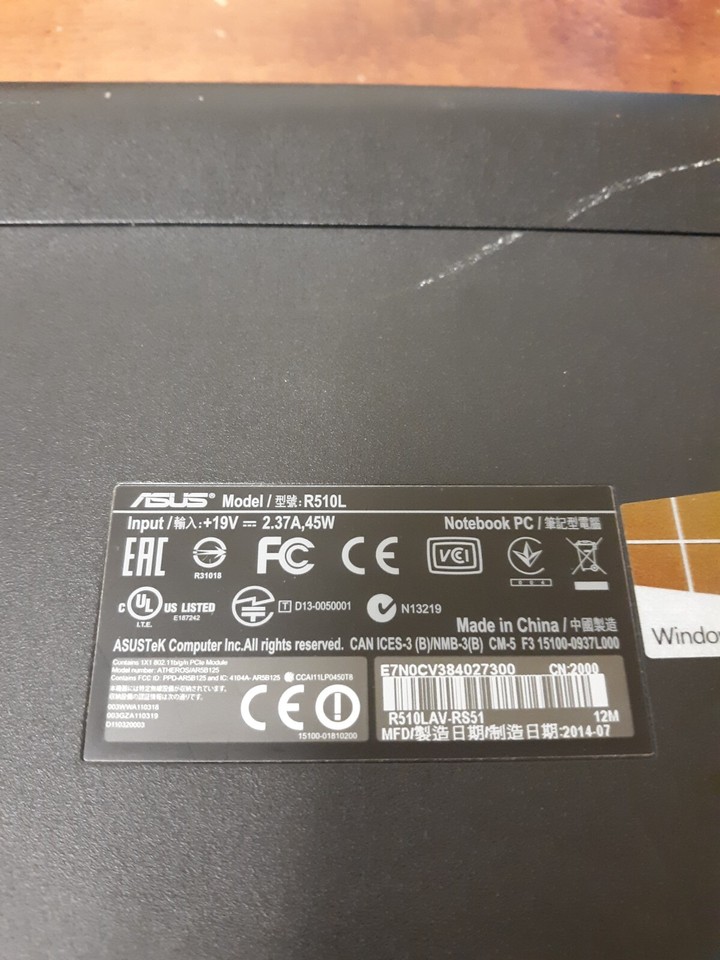 ASUS R510L INTEL i7-4500u@1.8GHZ 8GB RAM NO DRIVES PARTS 4739 | eBay