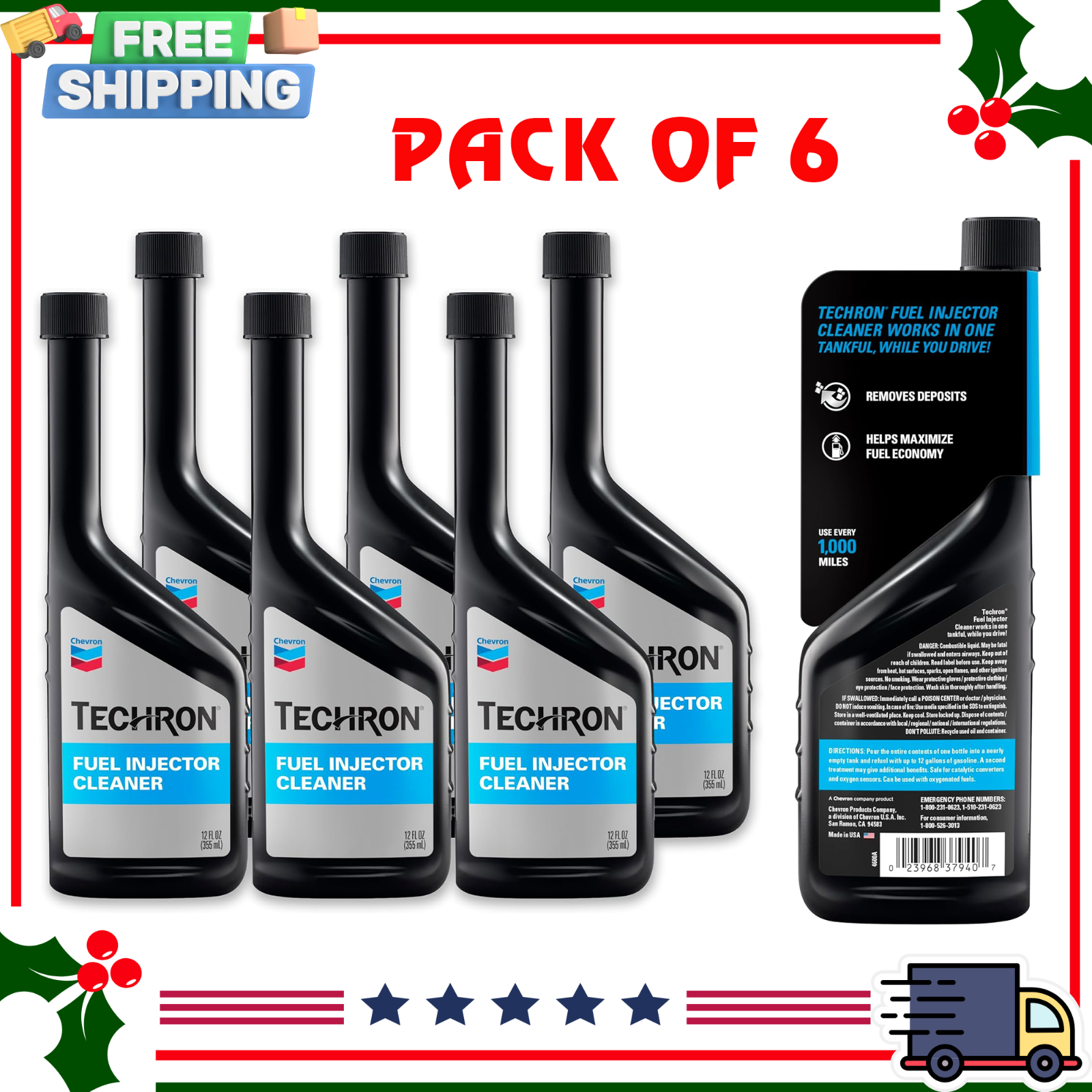 Chevron - 10055-CASE Techron Fuel Injection Cleaner - 12 oz, Liquid ...