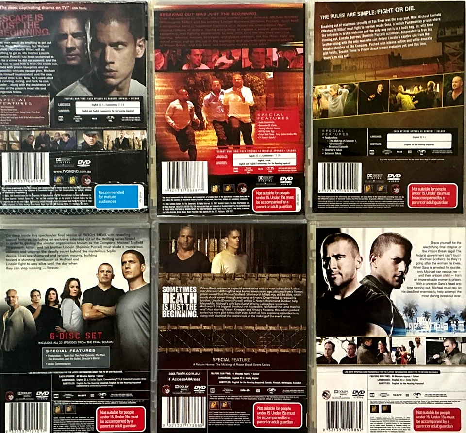 The Prison Break: Seasons 1-4 + Event series + Final Break (DVD, 26 ...