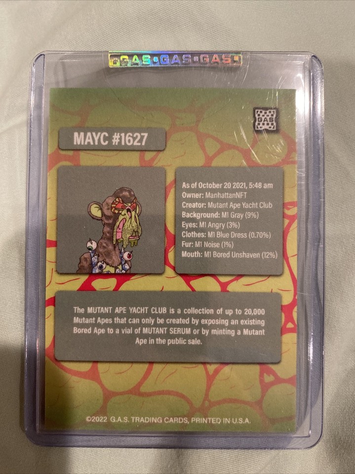 G.A.S Trading Card Series 2 #7 MAYC #1627 Mutant Ape Yacht Club BAYC ...