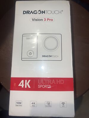 Dragon Touch Vision 3 Pro Black 4K Ultra HD Sports Waterproof Action ...