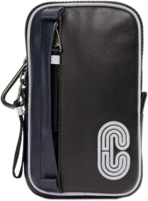 Coach Womens Navy bl Black 3M Silver North South Zip Around Phone ...