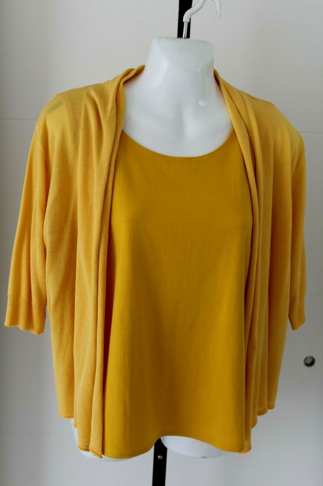 ZOZO NWT yellow cotton/viscose short sleeve open front cropped cardigan ...