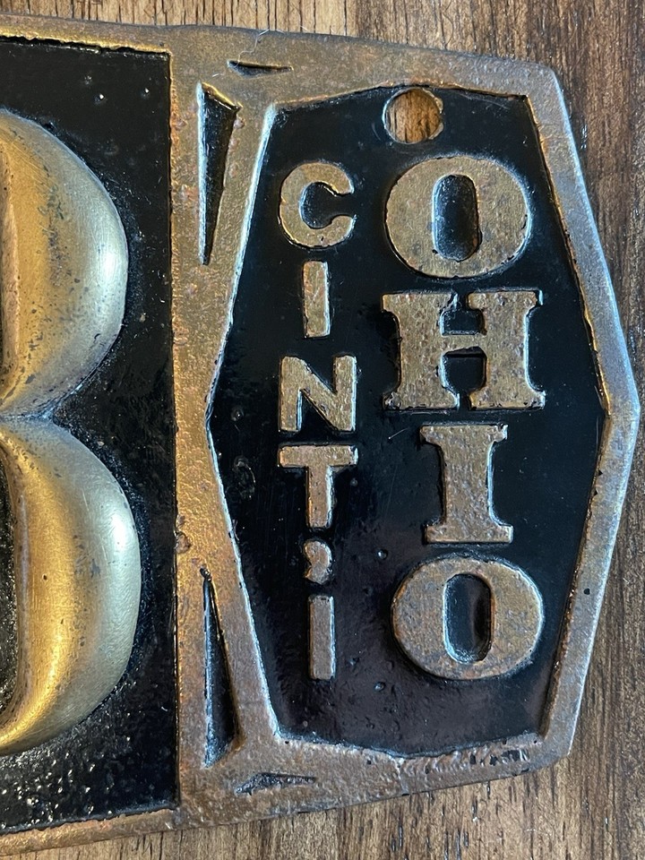 1907 Cincinnati Ohio Brass License Plate Pre State VERY RARE!!! | eBay