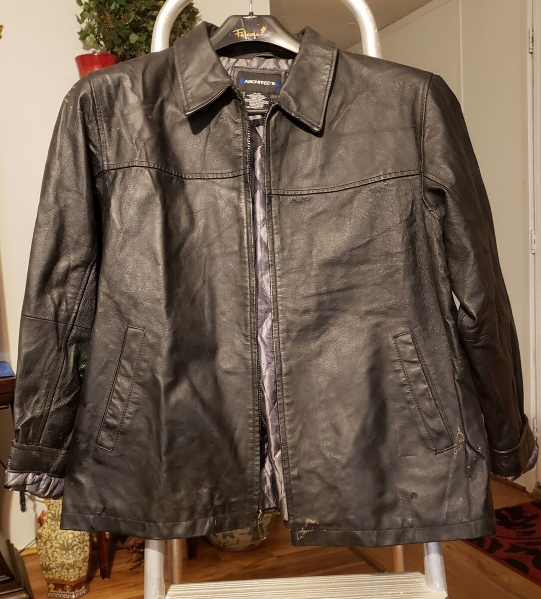 VTG. ARCHITECT LEATHER JACKET Men's Size XL Black Button Up VTG. ARCHITECT LEATHER JACKET Men's Size XL Black Button Up