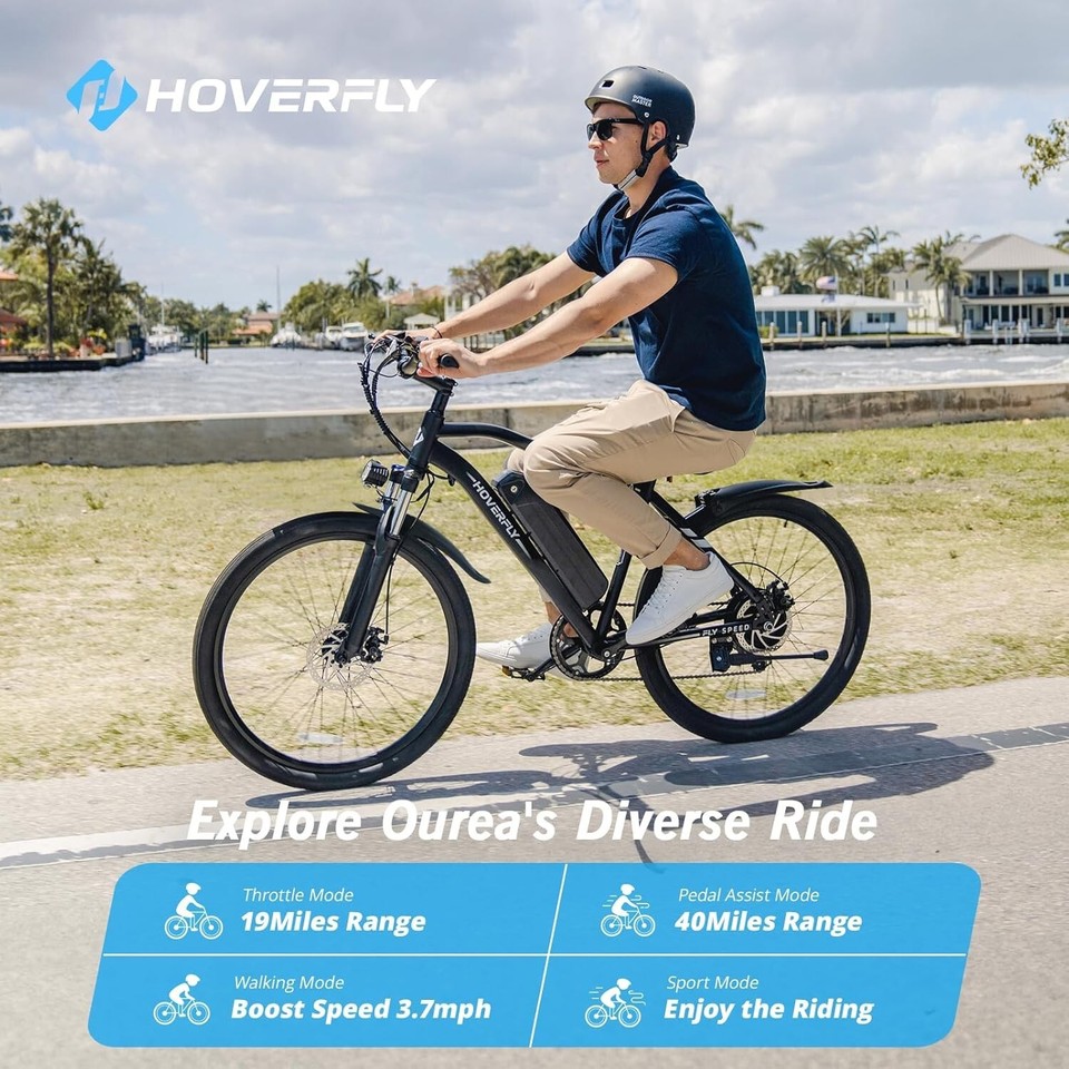 HOVERFLY OUREA Electric Bike 26", 750W Peak Motor Mountain Ebike, Up to ...