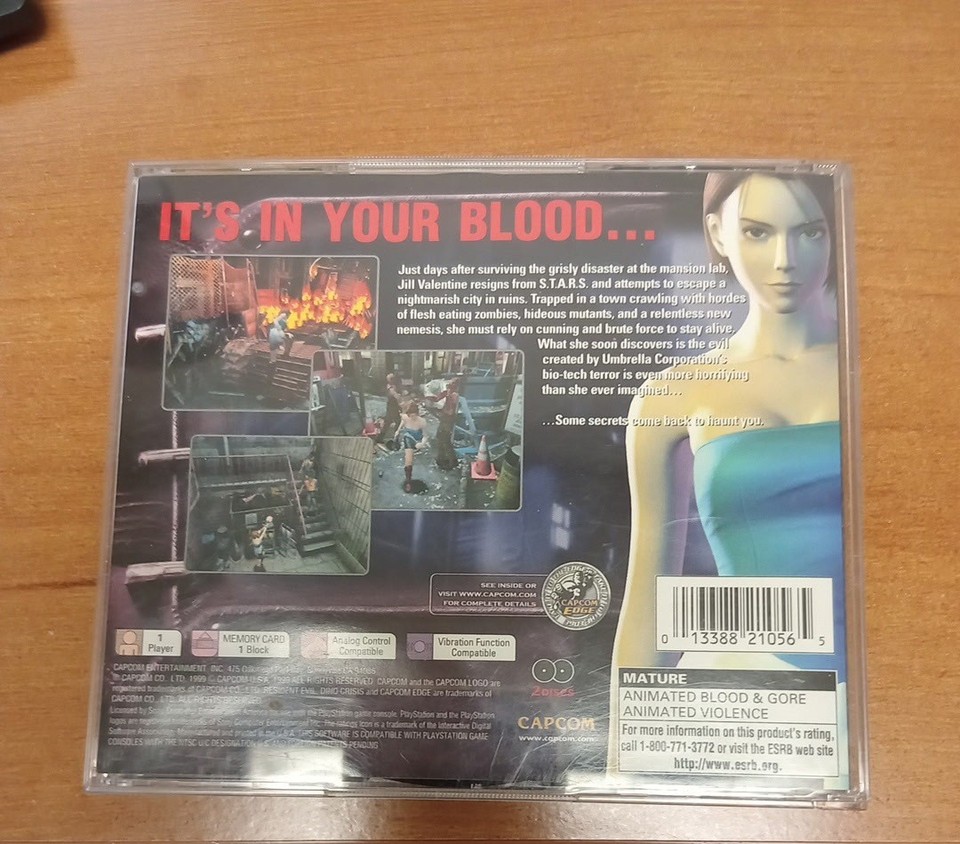 Capcom Resident Evil 3: Nemesis PS1 w/ Dino Crisis Demo & Original Case ...