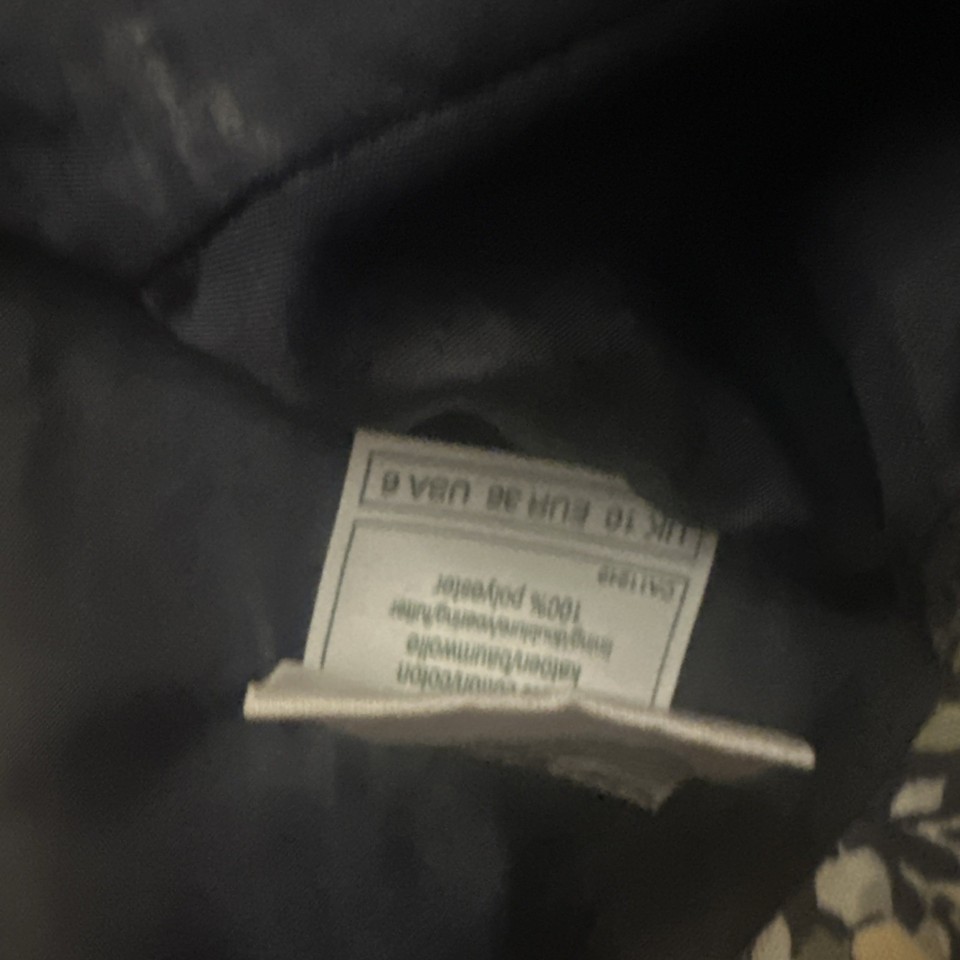 Vintage Laura Ashley 80s Black Floral Scallop Neck Deep Bow Back Tea ...