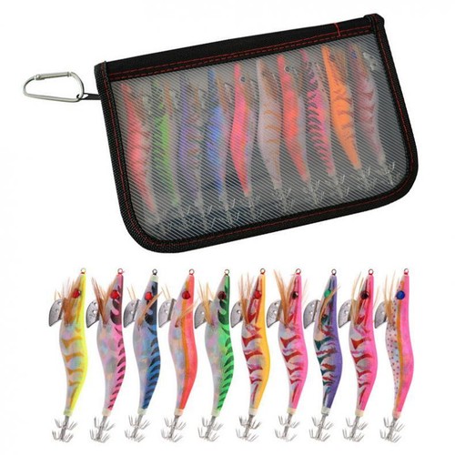 Lot 10pcs Luminous Shrimp Lure Squid Jig Octopus Fishing Hook Tackle ...