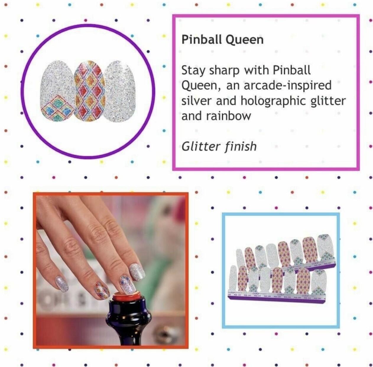 Color Street Pinball Queen. Glitter design Nail Polish Strips - Free ...