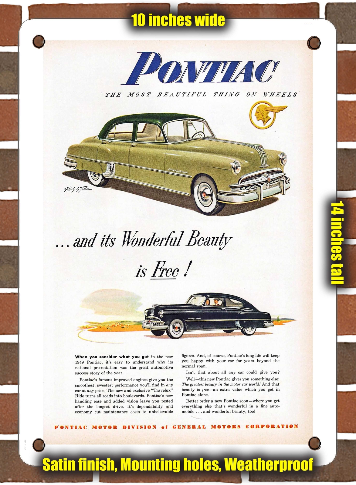 METAL SIGN - 1949 Pontiac Chieftain Streamliner 4 Door Sedans - 10x14 ...
