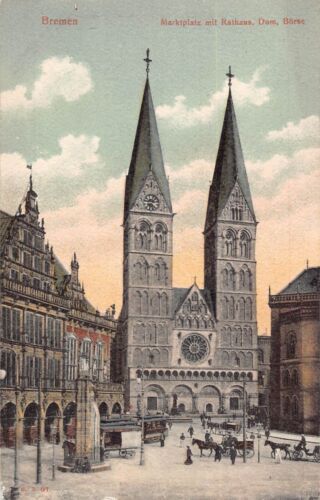 A019 Germany Marktplatz Town hall Cathedral Boerse Carriages vintage postcard | eBay