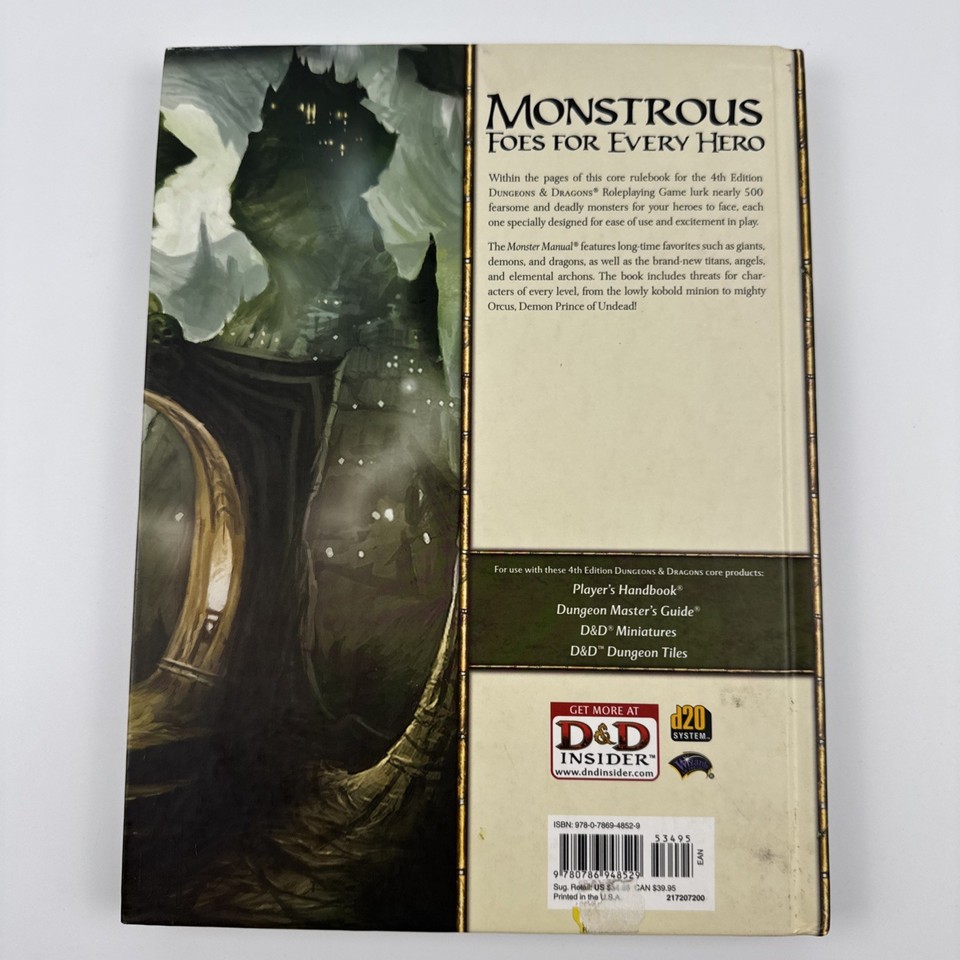 Monster Manual - Dungeons & Dragons 4th Edition Hardcover Book - D&D 4e ...