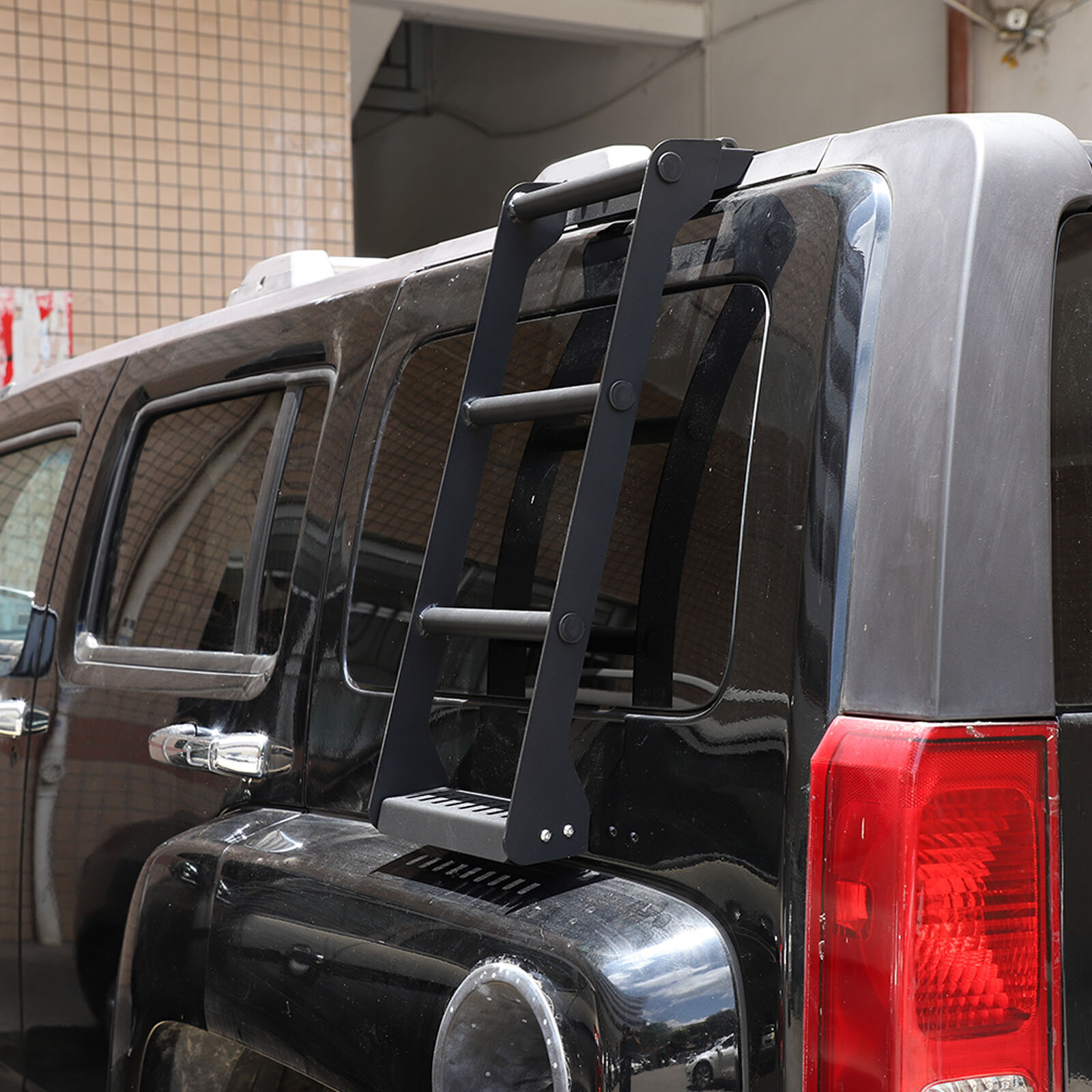 Aluminum Black Rear Window Extension Climbing Side Ladder For Hummer H3 ...