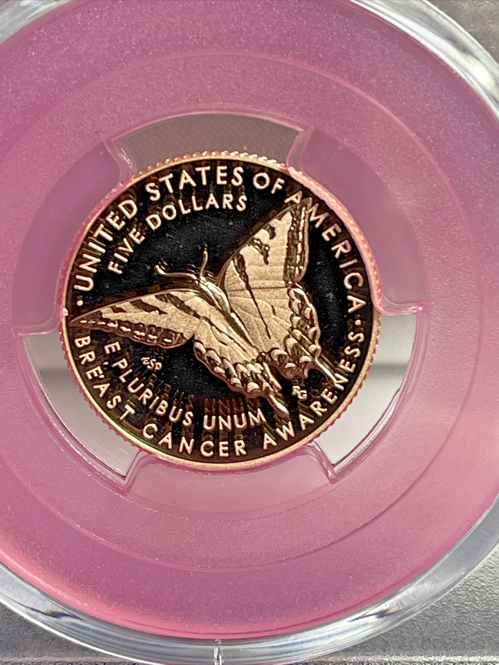 2018-W Set of 2 $5 Gold Coins PCGS MS70 / PR70DCAM Breast Cancer First ...