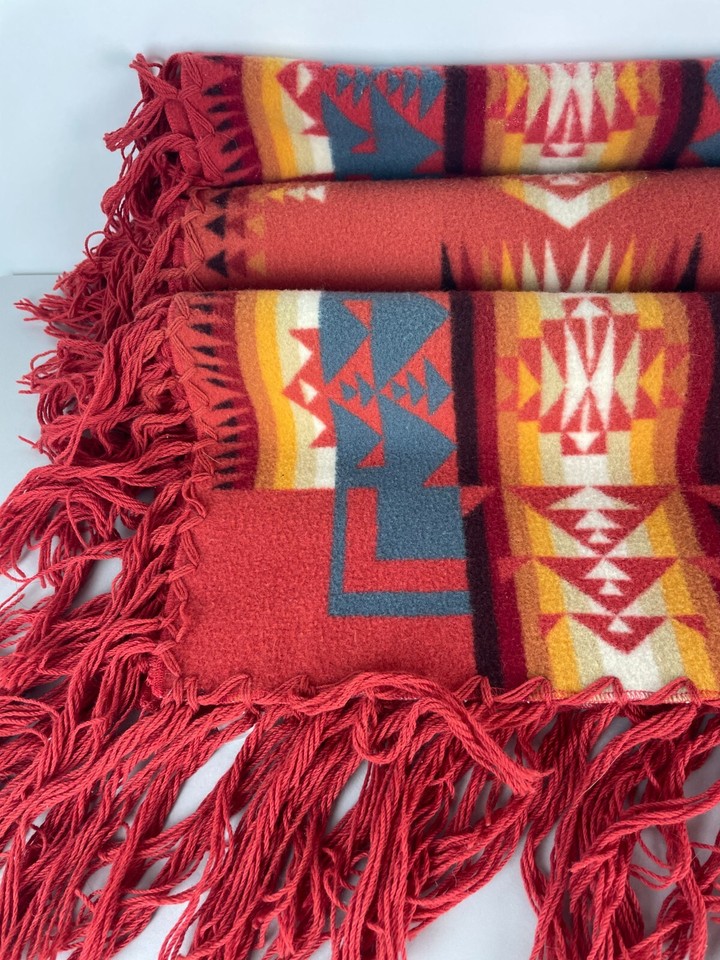 VTG Beaver State Pendleton Southwestern Wool Blanket Fringe Robes ...