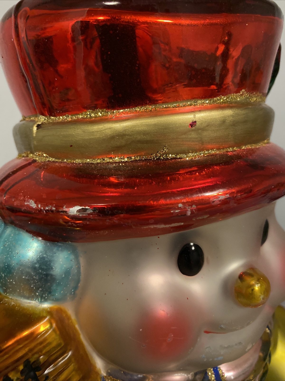 THOMAS PACCONI BLOWN GLASS SNOWMAN "LET IT SNOW" TABLE TOP DECOR WOOD ...