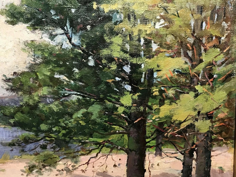Charles Edwin Lewis Green Landscape Oil Painting - Parker River, Milton ...