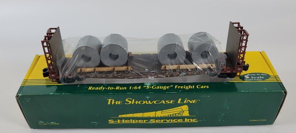 S-Gauge S-Helper 01814 Chicago Great Western Bulkhead Flat Car W/Coil ...