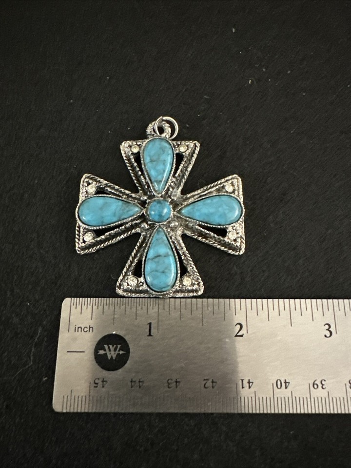 Vintage 1960's Zuni Style Faux Turquoise Maltese Cross Pendant | eBay