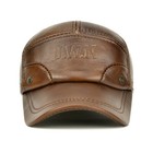 Men's 100% Genuine Leather Hat Winter Warm Cowhide Baseball Cap Brown ...