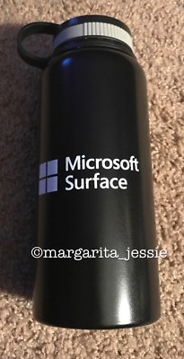 MICROSOFT SURFACE H2O WATER BOTTLE STAINLESS STEEL BLACK RARE NEW 32oz ...