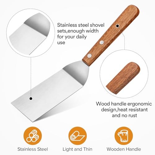 Small Metal Spatula Set,Mini Wooden Spatulas for Kitchen Use,Tiny ...