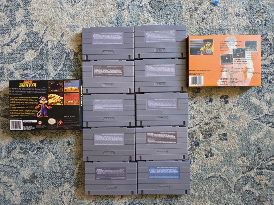 Lot of 10 Nintendo SNES Games, 2 Boxes. Super Nintendo. Tested. **READ ...