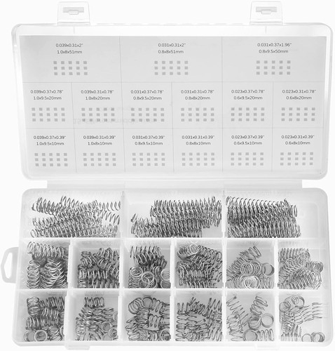 225Pcs Small Compression Spring Assortment, 15 Different Sizes, Wire B ...