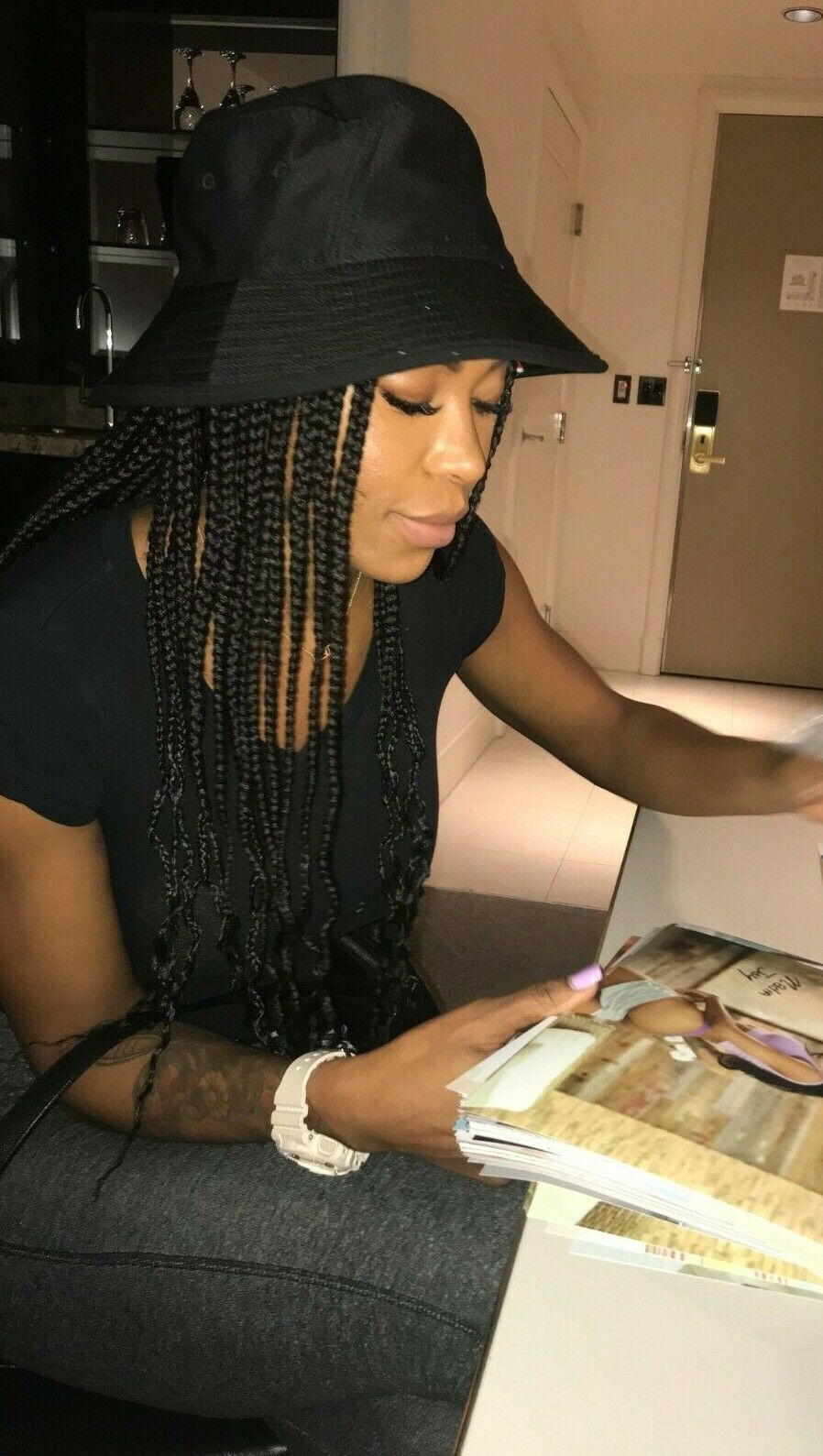 Nadia Jay Super Sexy Hot Ebony Signed 8x10 Adult Model Photo Coa Proof