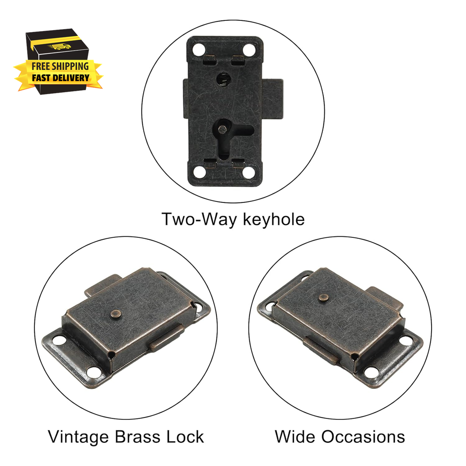 2Pcs Antique Cabinet Lock Vintage Lock,Curio Furniture Cabinet Lock and ...