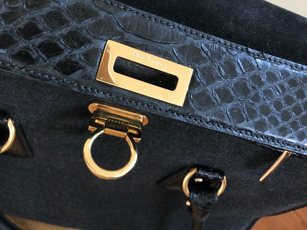 Gently used Salvatore Ferragamo Lotty black satchel python Gently used Salvatore Ferragamo Lotty black satchel python