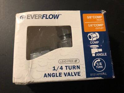 everflow 1/4 Turn Angle Valve, 81514pr-nl, 5/8” Comp Inlet, 1/4” Comp ...