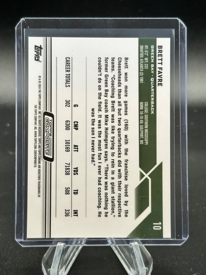 2023 Topps Composite #10 Brett Favre Topps Chrome Aqua Refractor 100/ ...