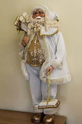 90cms Tall Father Christmas Figure With a Sack of Presents - White ...