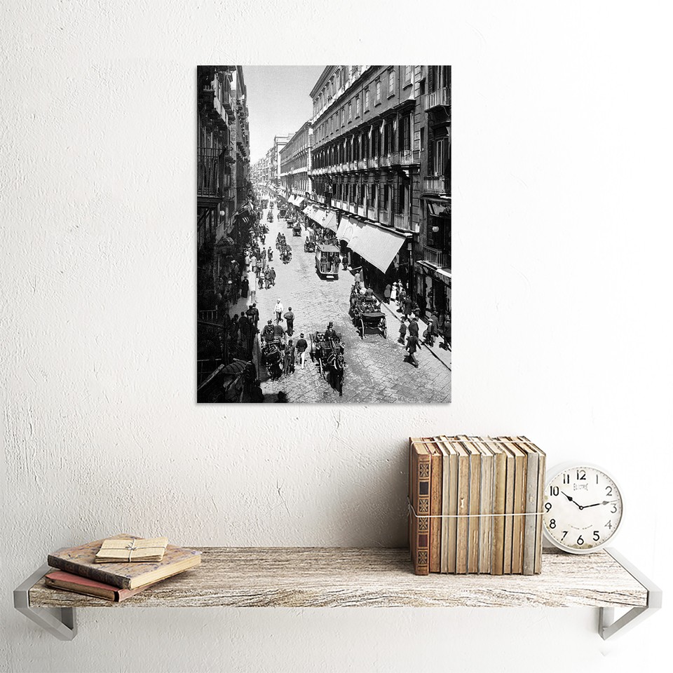 VIA ROMA NAPLES ITALY 1895 VINTAGE HISTORY OLD BW PHOTO PRINT POSTER ...