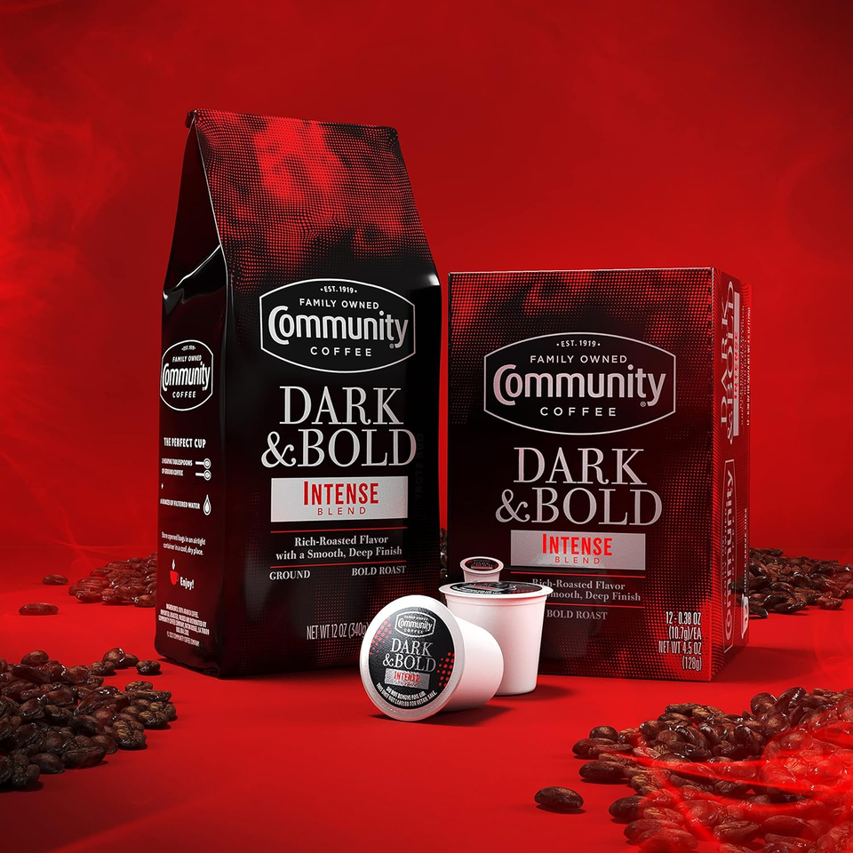 Community Coffee Dark & Bold Intense Blend 12 Count Coffee Pods, Dark ...