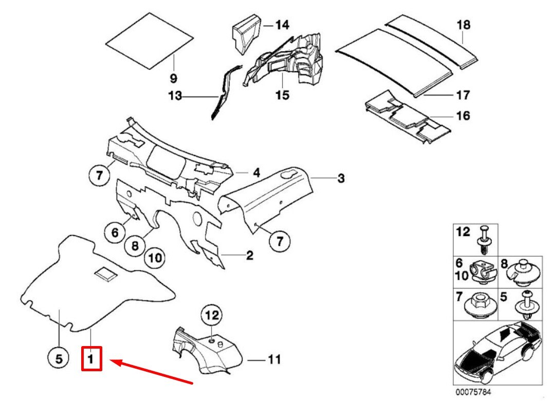BMW Z3 Hood Insulation Pad Cover Insulator Genuine 51488397678 | eBay