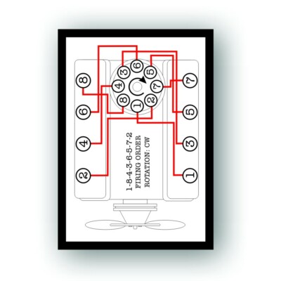 FIRING ORDER DECAL fits Dodge Chrysler SMALL BLOCK 273 318 340 360 V8 ...