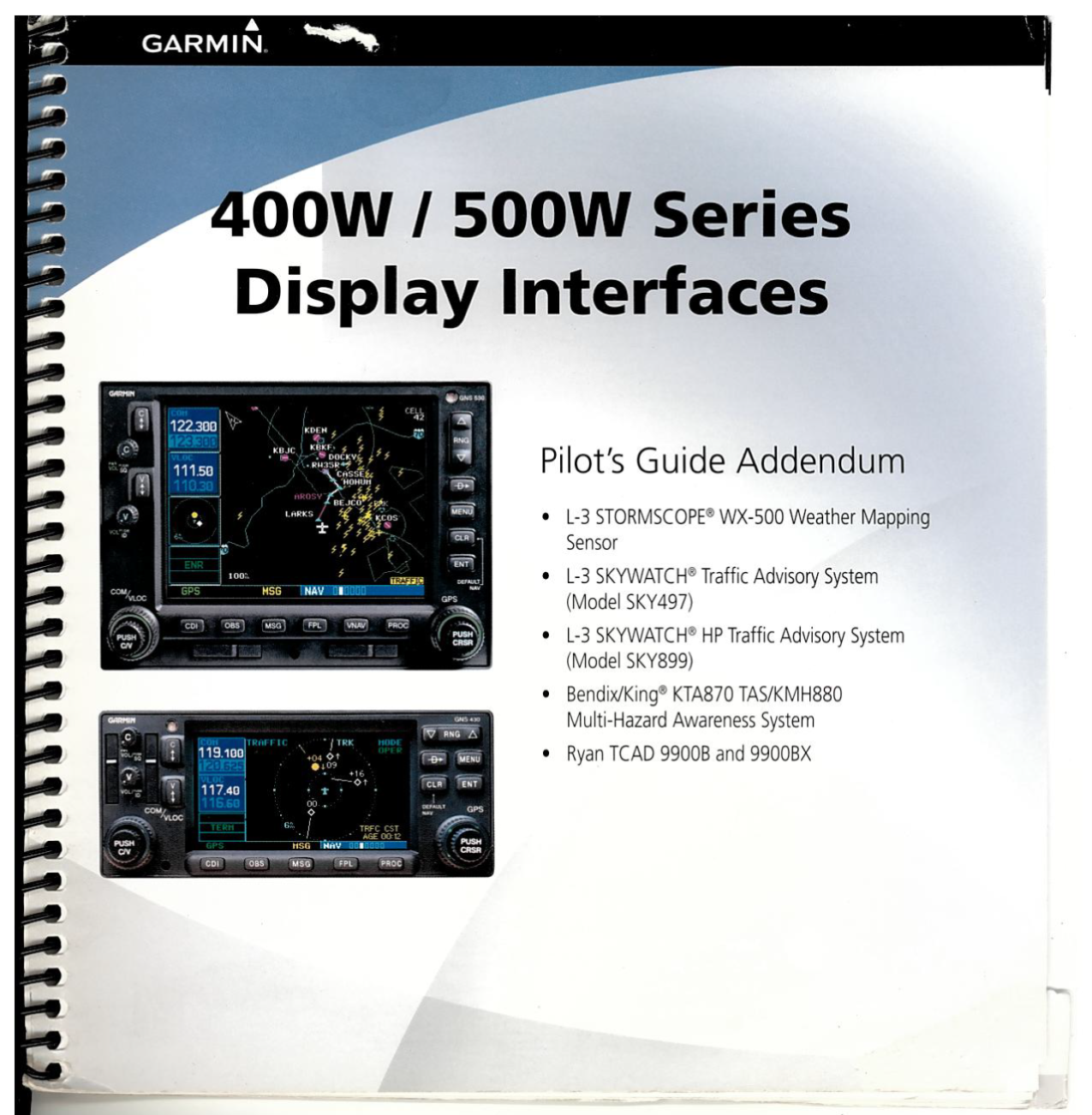 Used Garmin 400W/500W Series Pilot's Guide Addendum, 190-00356-31 Rev D ...
