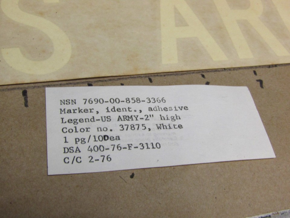 US ARMY Decal 2" Original NOS Surplus Fits Willys Jeep M38 M38A1 M151 ...